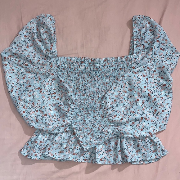 Tops | Floral Blue Top | Poshmark